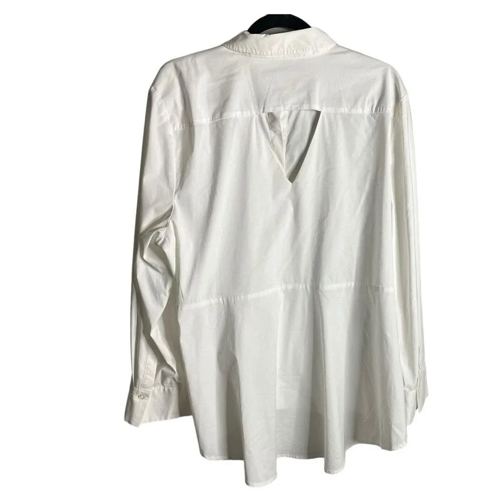 Chico's | Tops | Chicos White Button Down Shirt Long Sleeve Hi Low Hem ...